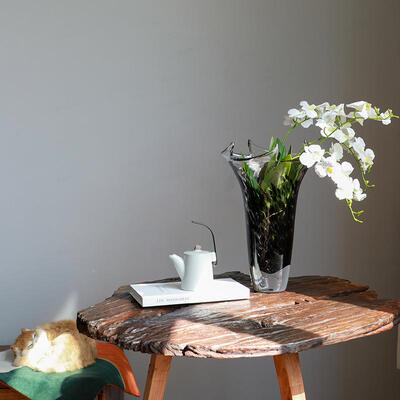 简约加渐变大口厚琉璃花奢瓶设计款VLQ轻波装浪口白菜软家居摆件