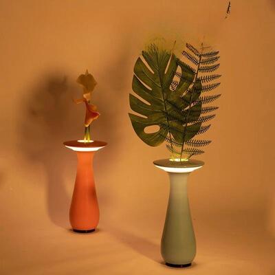 无线台充电可插花水灯厅养创意摆件床头餐桌餐清吧灯充25214电式