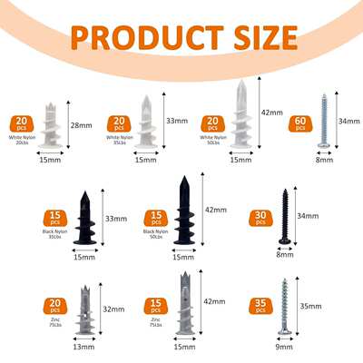 250pcs锌合金膨胀管螺丝套装石膏板专用壁虎膨胀螺丝膨胀锚栓盒装