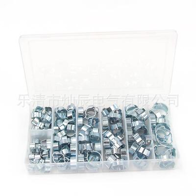 135pcs卡箍盒装镀锌箍圈镀白锌通用卡箍喉箍组合套装直销