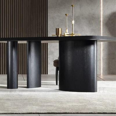 意式极简实木餐桌桌用原木大桌长桌56016板工作台办公茶书家桌一