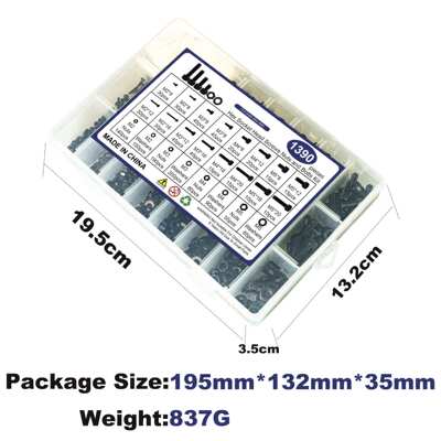 1390pcs黑色12.9级圆柱头内六角平垫螺母套装 杯头内六角螺丝盒装