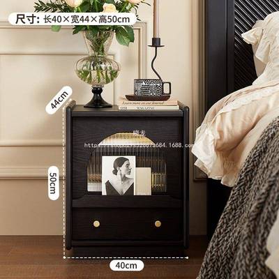 晓龙储新款置物架法式卧复古室床物柜家用美式床边小柜子实BKI木