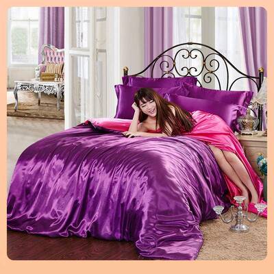 夏贡缎冰丝四件套天丝4被套床单笠纯色绸丝1春单.8人宿舍F75888JT