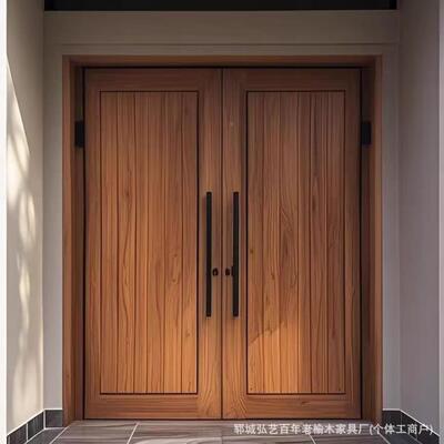 榆木入老户大门中式庭院合院别墅进四户门复双古77643开门平板门