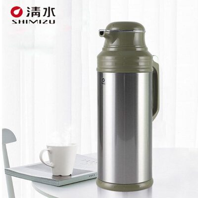清水家用热水瓶大容量不锈钢外壳水瓶玻璃内胆水壶3192A