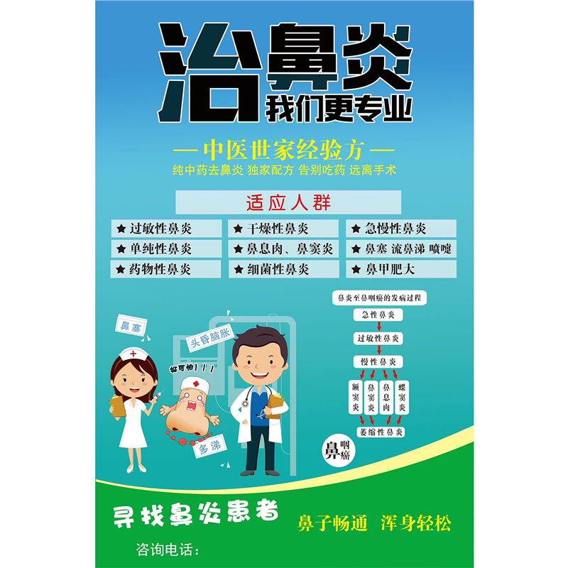治鼻炎 耳鼻喉医院海报宣传画广告贴图片挂画图墙壁画