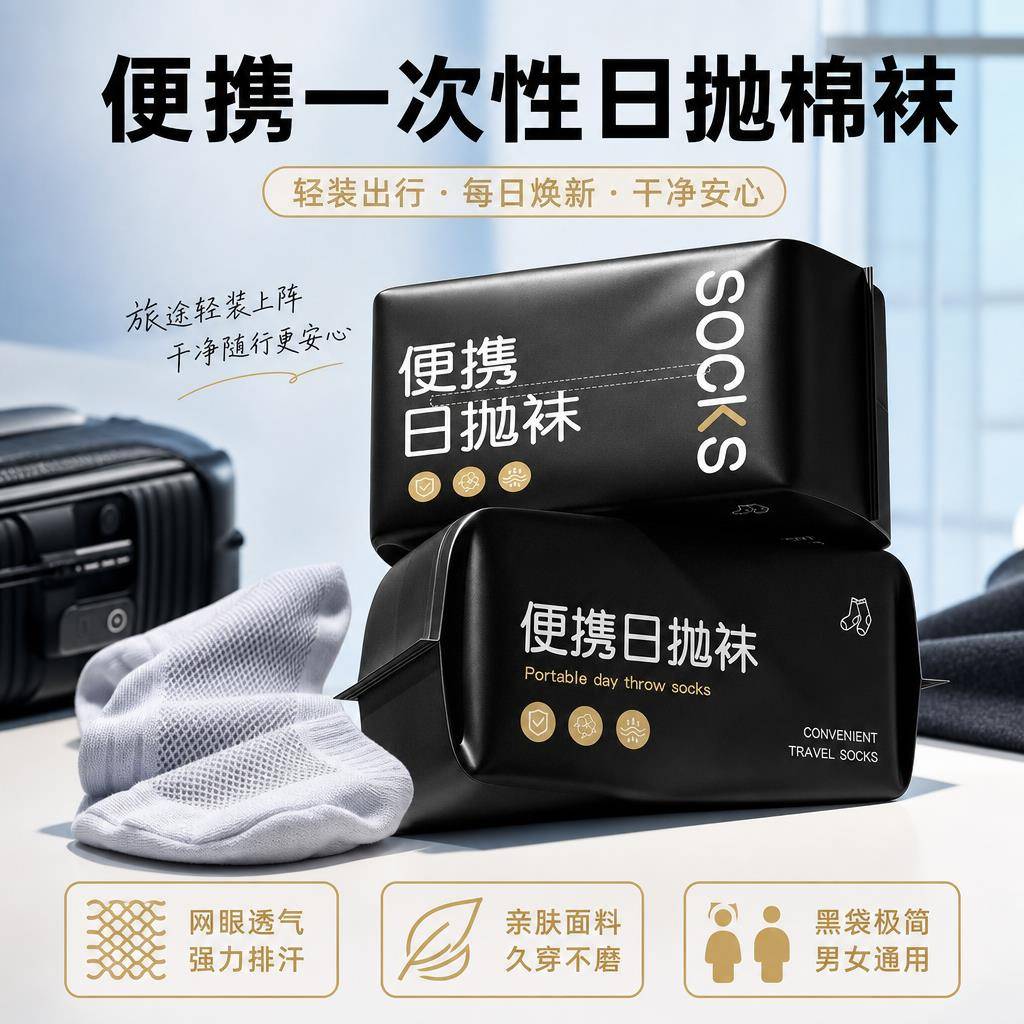 一次性袜子男女可携式免洗学生军训透气酒店旅行出差日抛袜口罩垫