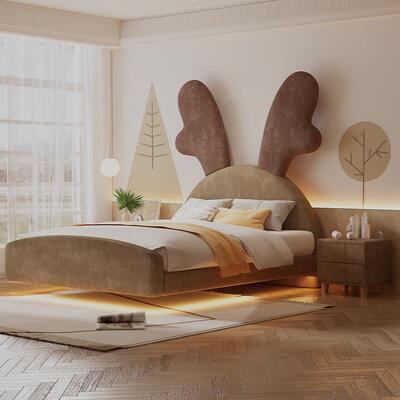 儿童床男孩女孩悬床木现代简53318约1浮米鹿5实单人床小温馨奶