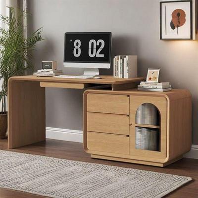 实木书全实木家办公庭桌家拉用可伸缩抽式可FEL移动转角桌学桌生