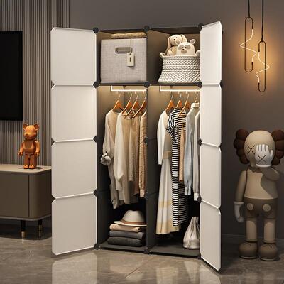 简易衣柜家用卧室橱出实租房小户BDG型衣塑料组装储物收纳柜结耐