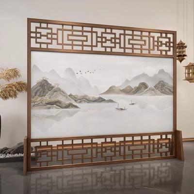 新中实木屏式风隔断门遮挡客厅酒BVP座店茶室办公室入户玄进关屏