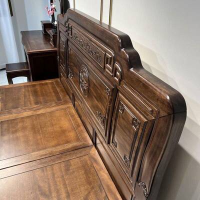 紫檀.床木全实床中式大.中IRF式明清古典主卧榫卯木仿古雕花新款