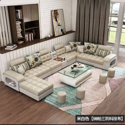 2025年新艺款布沙GAU发约整现代客厅简装家具组合U型大户型科技布