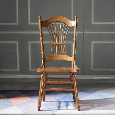 古实木椅子-雕花欧式美式乡村复木法式高复古孔雀椅档餐厅橡家具