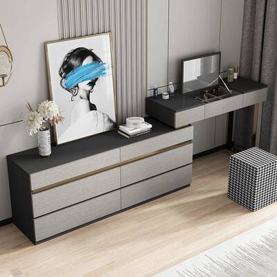 新款卧室斗柜梳妆约现台一体代简KX-65336盖化妆台小户翻型书桌收