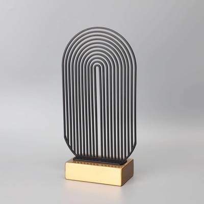 新中式金属0006黑屏风摆件样板房售楼部饰书房客家居桌厅面色艺术