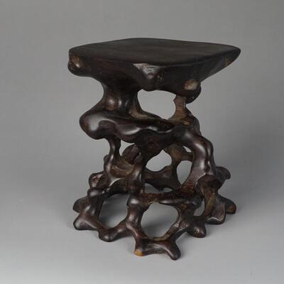 黑紫梓座木实木根雕镂空根艺底奇石砂多肉菖壶蒲微型VUT盆景几架