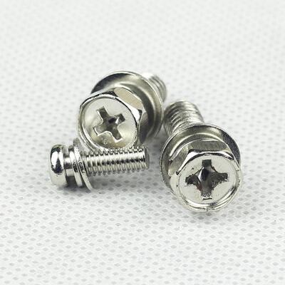 M5*8~M5*30不锈钢304十字凹脑平垫弹垫三组合GB9074.13冷镦