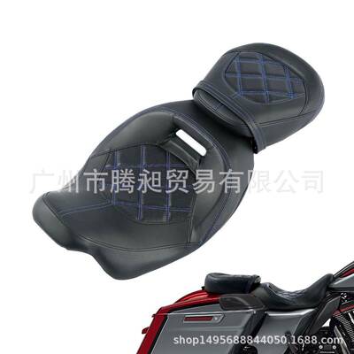 适用于哈雷2009-2020年路王旅行者街道滑翔PU皮革驾驶员乘客座椅