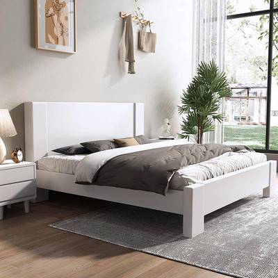 白色实木床加厚一米八乘两米二的床大床200×220双人现代简约主卧