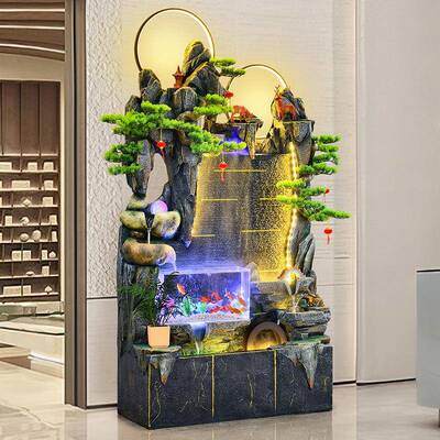 假景山流NGZ水鱼缸客观摆件厅玄关水幕墙落地饰屏风生财装办公室