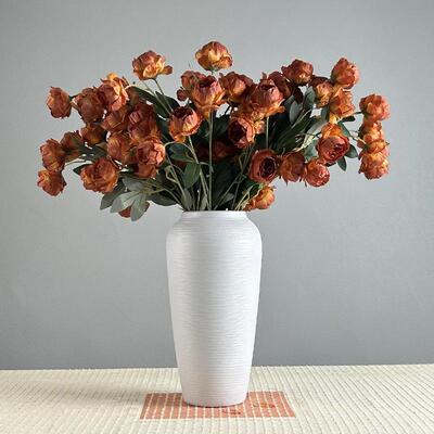 陶插瓷粗复古黑色陶罐花瓶陶摆件黑干陶客厅银柳桌14587面大号冬