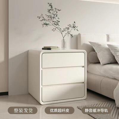 奶油风床头柜实木代床简约小现型家轻奢床250428边柜极简头收纳用