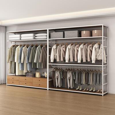 fL衣E双xjd31135间金属衣柜组装开放式衣柜铁帽艺层金属框架房间