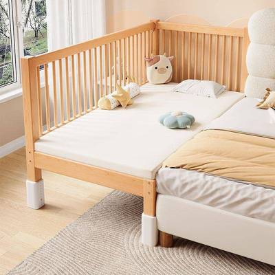 可升降榉木拼接实木童床婴床加宽拼接大床儿小孩床边床床拼LDF接