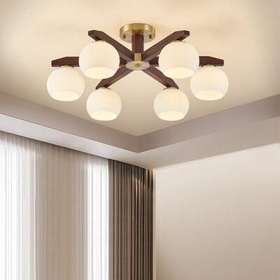 灯新中式木吊24006灯胡实桃木客厅主现代简约大气复古书房餐卧厅