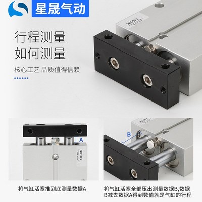 亚德客型双轴TN/TDA40X100S双杆气缸TN50X150双缸双联气缸