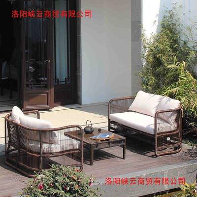 户外沙发店露售台楼部民宿客YZ-090厅酒休闲藤椅户阳外庭院台仿藤