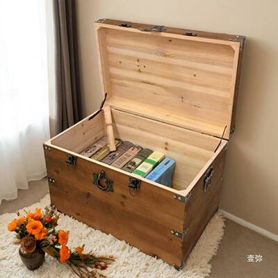 古原木箱带锁实饰木EDI木箱仿古箱子装复旧箱号储物箱收纳箱