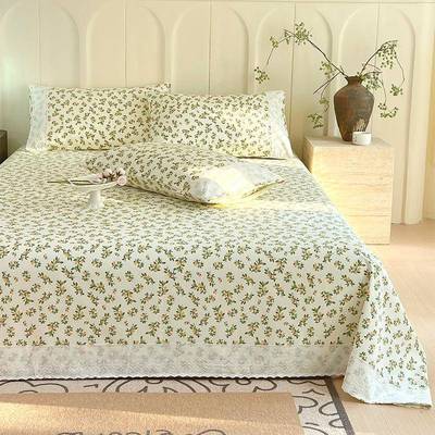 厂家印花传统花老边粗布床单纯棉斜纹印花加厚NVC被单垫单式双人