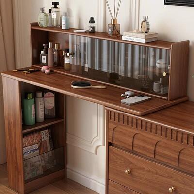 全实木梳妆台斗柜一体小户卧室简约0中古伸FML-SZT缩转化型妆桌22