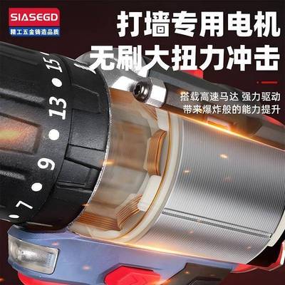 无大钢炮大功率锂LQD刷电手钻充冲电家用多功能电钻击钻电动手钻