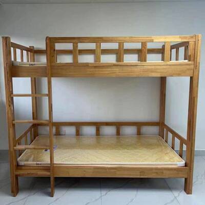 樟子松双层床上下铺人床托班午休学生宿舍松木HEV橡三高木低架子