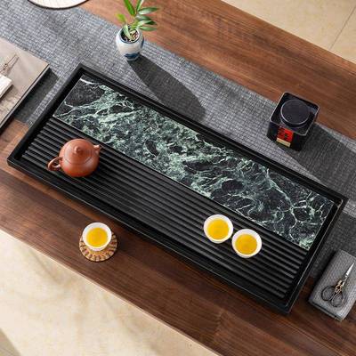 天然乌金石简约茶盘轻奢高档整块新中式奢石岩板茶台家用办公茶海