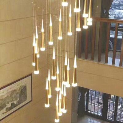 流梯星13002雨简约楼吊灯北欧吊灯厅现代复吊式楼挑空客别墅旋转