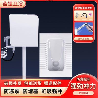 大便冲力厕所坑蹲用陶瓷蹲便器家水箱套装蹲厕蹲坑池防臭大88便器