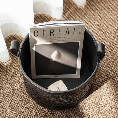 高简约脏衣篓级收纳轻奢皮革家居BMF收纳筐帽衣间酒店民篮宿高级