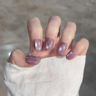 轻奢粉晶猫眼穿戴甲短款