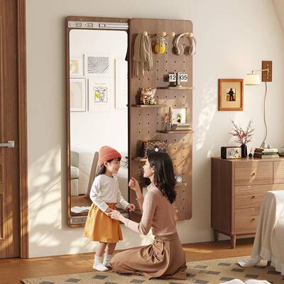 默认项聚芒洞洞板穿衣镜一体形可推隐拉全身玄镜关闭镜子隐藏入关