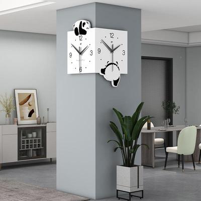 创挂钟转角客厅意现代约23105钟表家用熊猫装简阳角钟静音挂墙饰
