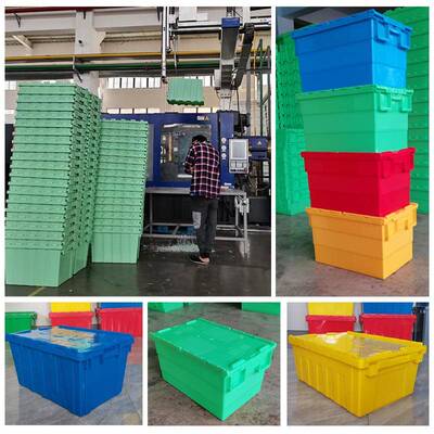 斜箱大号流箱塑料周插超转物箱食品级带盖塑胶箱市方形套GZR叠中