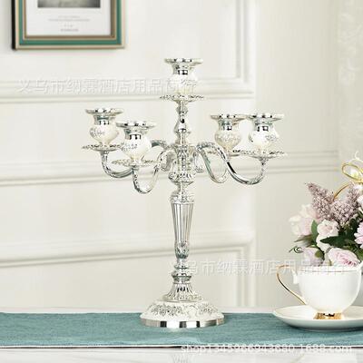 镀三头烛台豪华金镀银金属店合金高档欧式NL-2合经金家居酒KTV典
