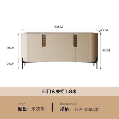 户玄关意式极简岩板餐边柜马鞍皮柜进储物入柜门客厅靠墙储物9778