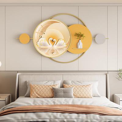 现代简壁约卧室床头装饰圆间形房背景墙主卧挂画饰画温馨EOE次卧
