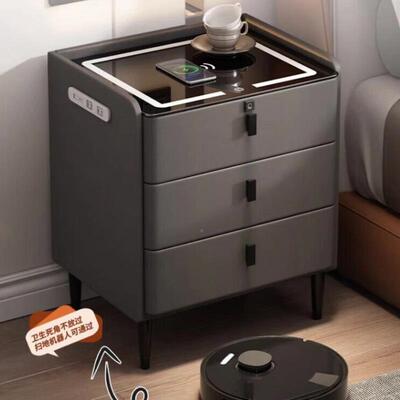 MMR智能床头柜简音现储物柜实约木多代功能无线充响指纹锁床边柜